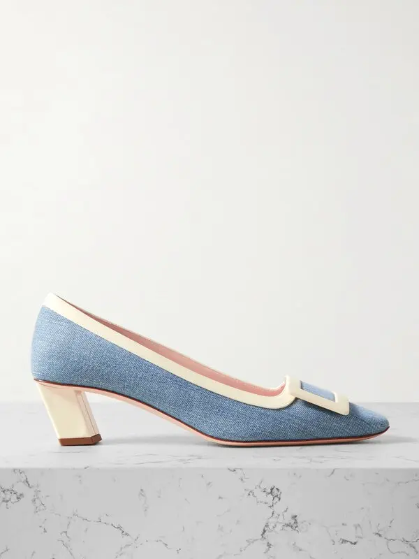 ROGER VIVIER Belle Vivier Denim And Patent-leather Pumps
