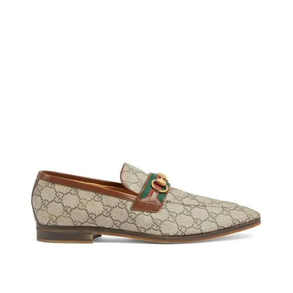 Gucci Leather Monogram Loafers - Brown | Editorialist display picture 1