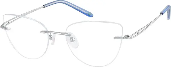 Zenni Lightweight Titanium Cat-eye Rimless Eyeglasses - Silver