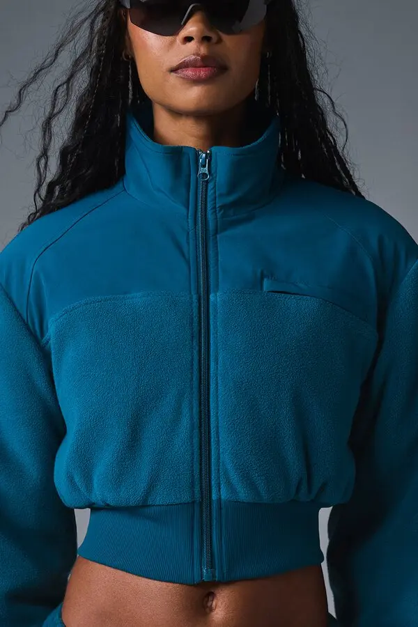 Alo Yoga Polar Fleece Cropped Jacket - Eclipse Blue