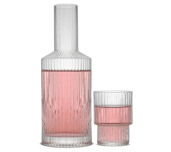 JOYJOLT Elle 2-piece Fluted Bedside Decanter Se T 26oz/9oz