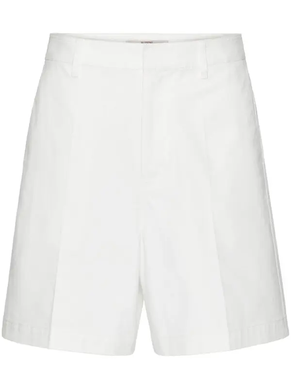 Valentino Garavani V-detail Canvas Bermuda Shorts - White