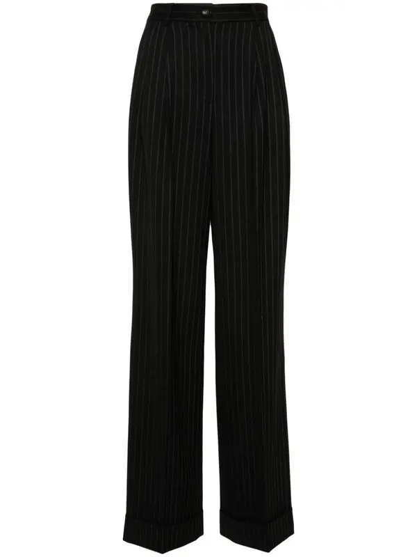 Dolce & Gabbana Pinstriped Wide-leg Trousers - Black