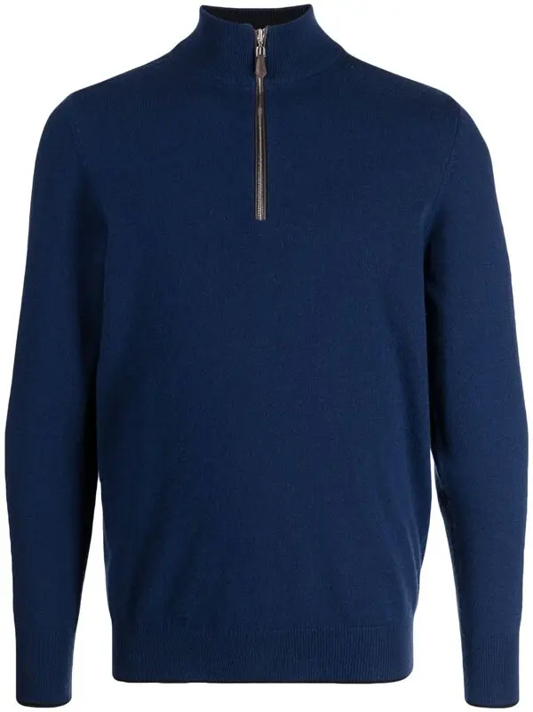 N.peal Zip-fastening Cashmere Jumper - Blue