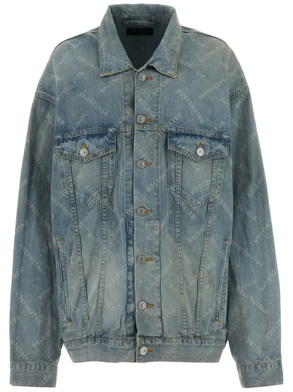 Balenciaga Logo-print Denim Jacket - Blue