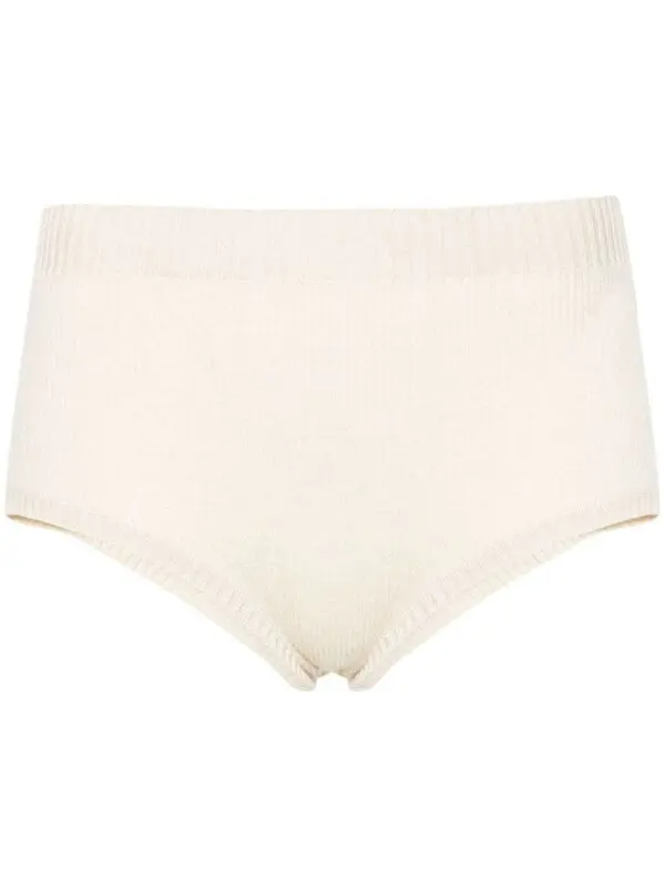 Alanui High-waisted Ribbed Shorts - Neutrals