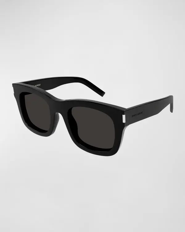 Saint Laurent Monceau Square Sunglasses - Shiny Solid Black