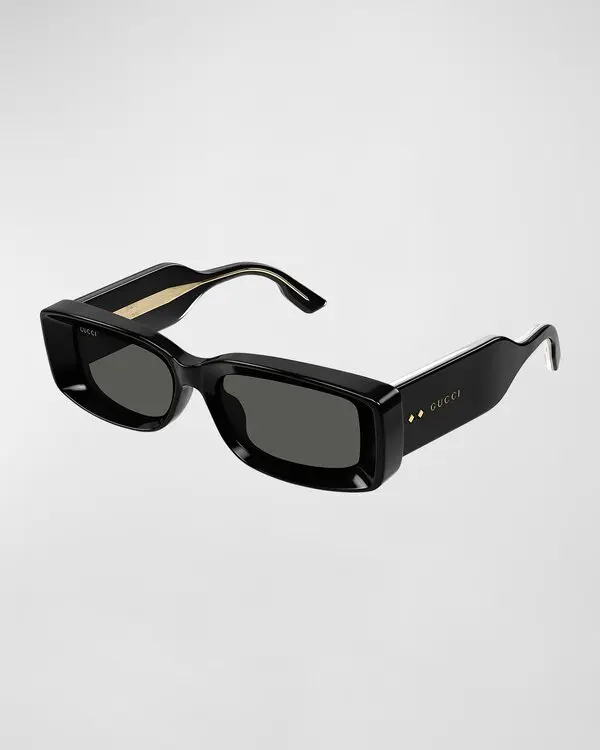 Gucci Beveled Rectangle Sunglasses - Shiny Black