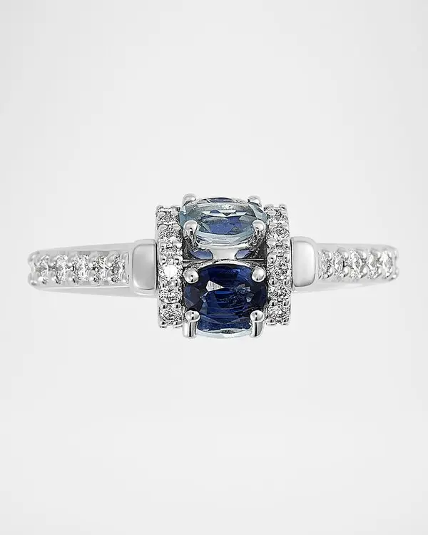 Miseno Procida Ring With Diamonds And Emeralds - Aquamarine