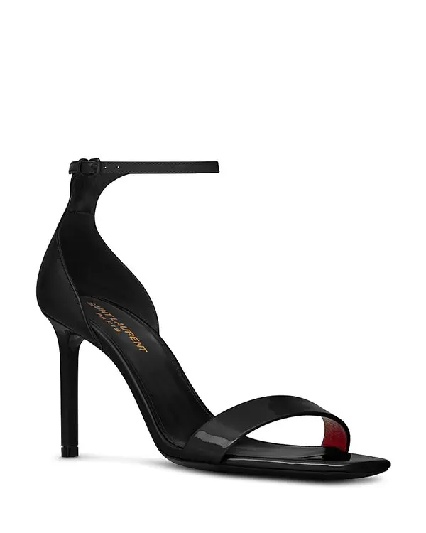 Saint Laurent Amber Patent Leather Sandals - Black Patent