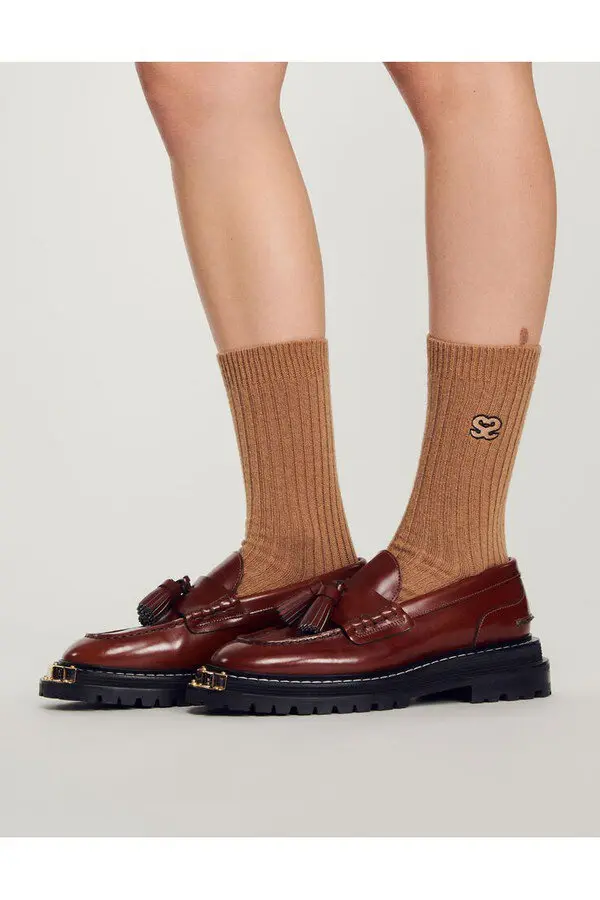 Buy Sandro Ribbed Knit Socks - Brown At 65% Off | Editorialist