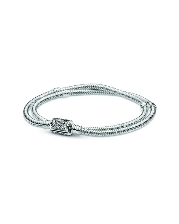 Buy PANDORA Moments Silver Double Snake Chain Bracelet Nocolor At 39