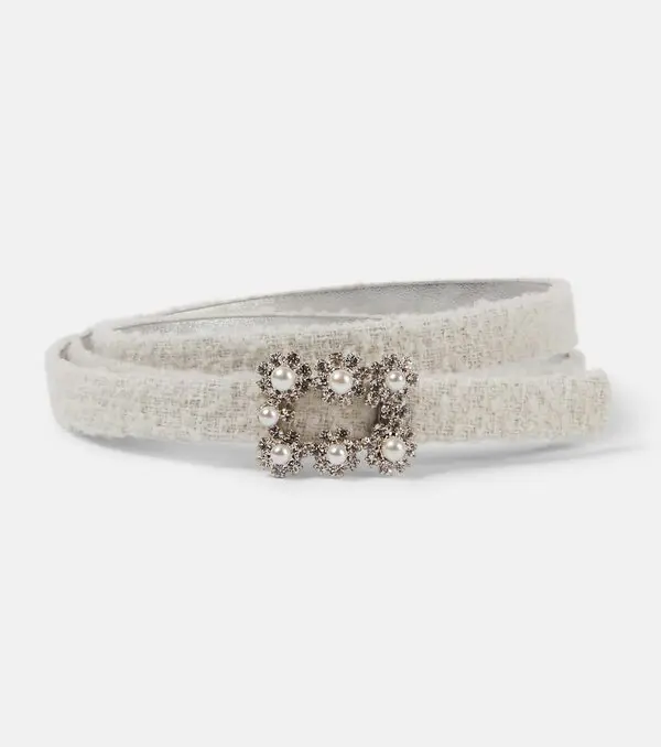 ROGER VIVIER Bouclé-trimmed Leather Belt