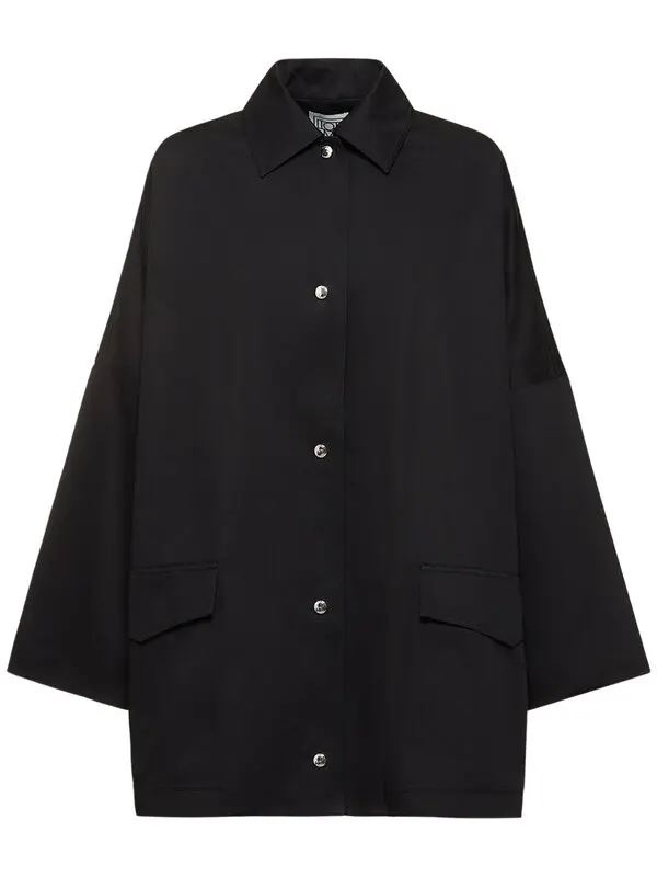 TOTÊME Structured Cotton Twill Overshirt - Black | Editorialist