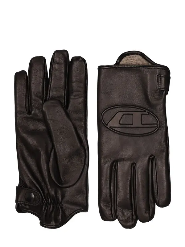 Diesel Oval-d Soft Napa Leather Gloves - Black | Editorialist