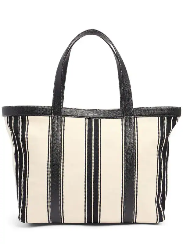 TOTÊME Striped Canvas Tote Bag - White,black 3d | Editorialist