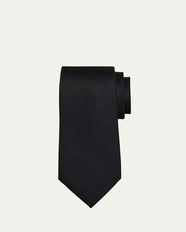 Charvet Micro-jacquard Silk Neck Tie - Black