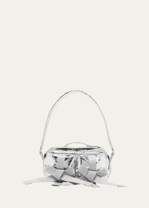 Simone Rocha Classic Bow Metallic Crossbody Bag - Silver 