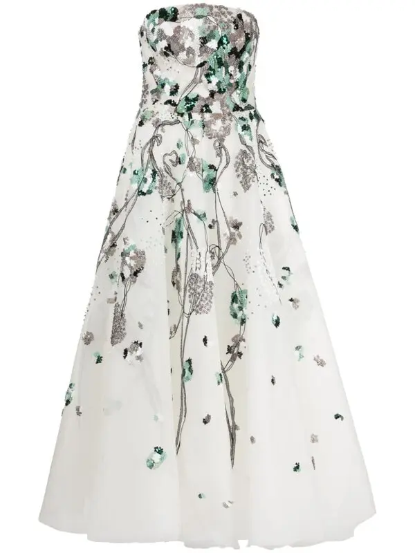 SAIID KOBEISY Sequinned Strapless Tulle Dress