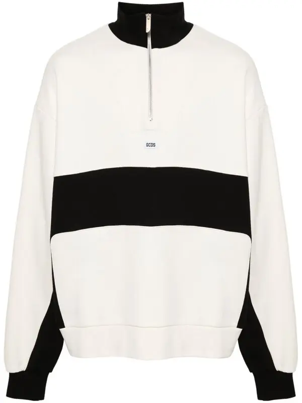 Gcds Logo-appliqué Half-zipped Sweatshirt