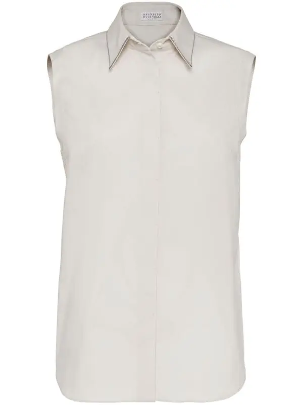 Brunello Cucinelli Plain Sleeveless Shirt - White