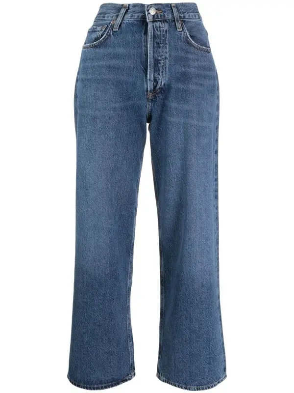 AGOLDE Ren High-rise Cropped Wide Leg Jeans - Blue