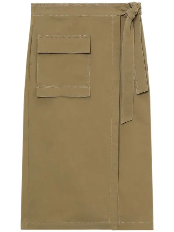 Closed Tie-fastening Midi Skirt - Neutrals