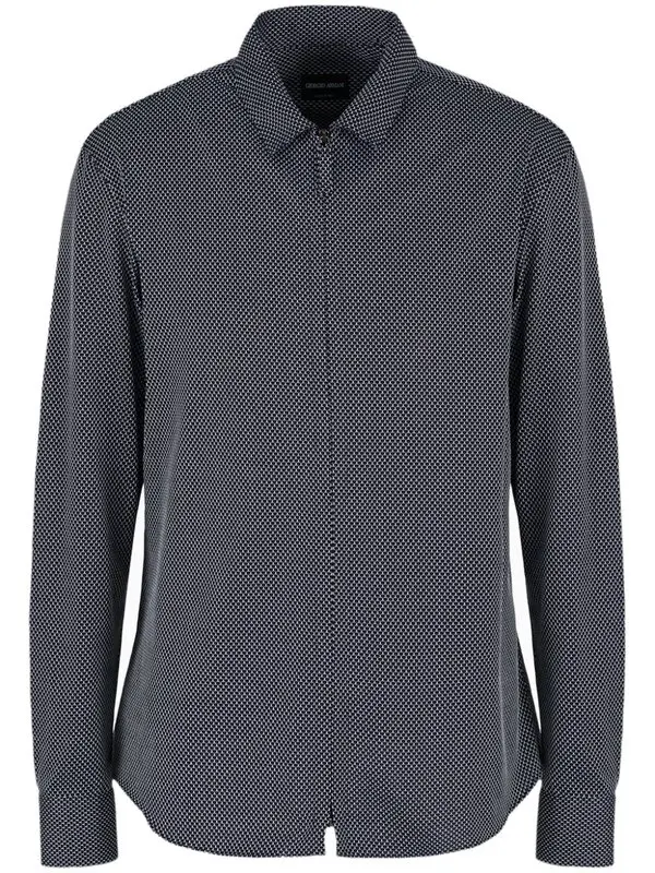 Giorgio Armani Geometric-pattern Zip-up Shirt