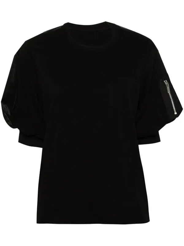 Sacai Panelled Cotton T-shirt - Black