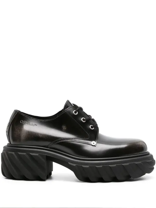 Off-White Exploration Patent Leather Derby Shoes - Grey
