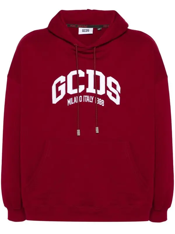 Gcds Logo-embroidered Hoodie - Red