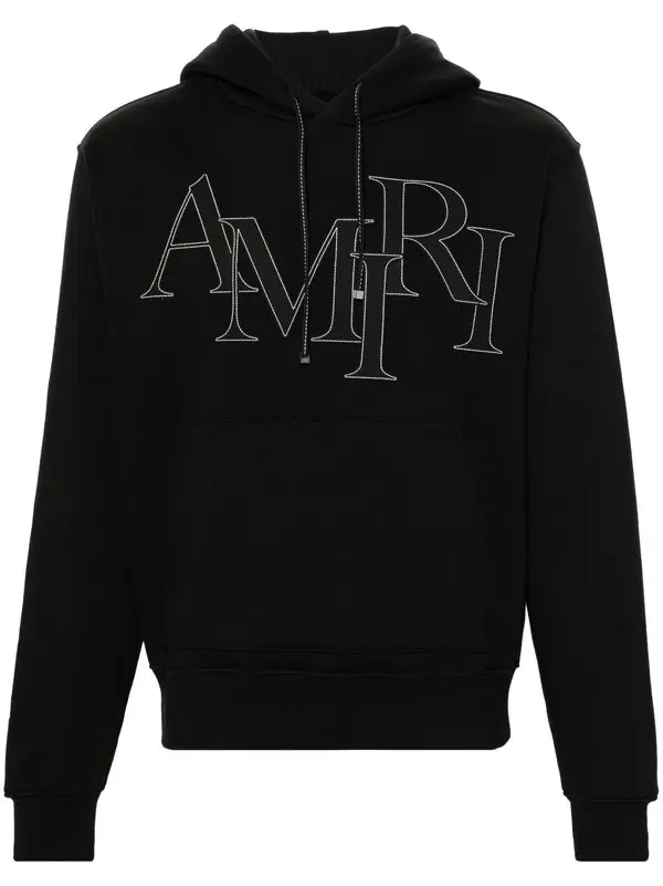 Amiri Staggered Logo-patches Hoodie - Black