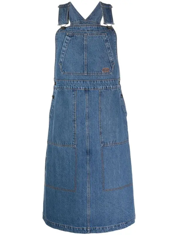 embroidered dungaree dress Frugi Baby Girl Doris Dungaree Dress – Mom Loves Me Children Boutique main image 1