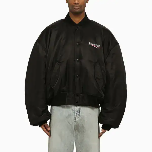 Balenciaga Varsity Jacket Political Campaign Nylon In Black - 50