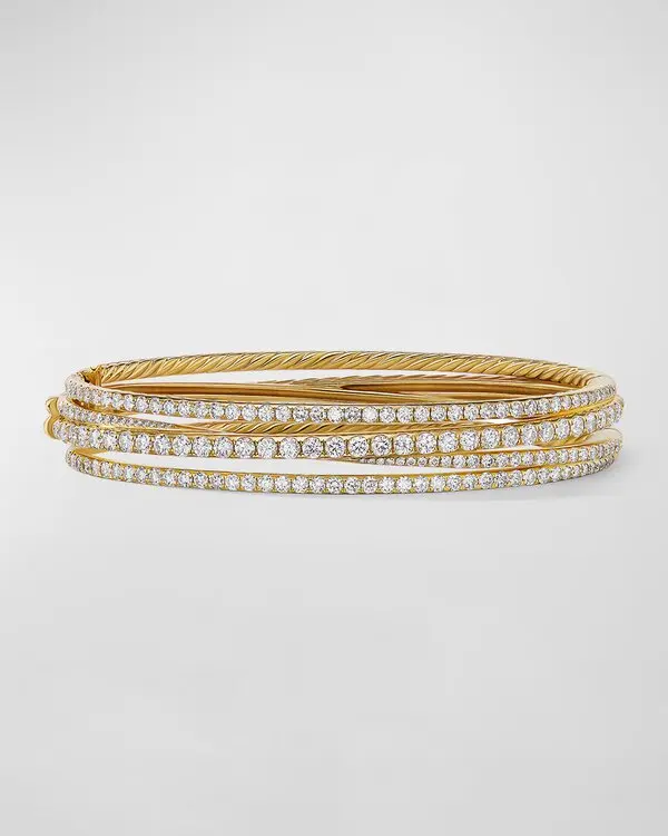 David Yurman 18k Yellow Gold Crossover Bracelet With Diamonds - Diamond