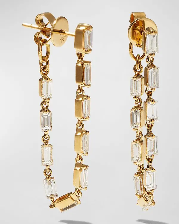 ANITA KO 18k Baguette Diamond Loop Earrings - Yellow Gold