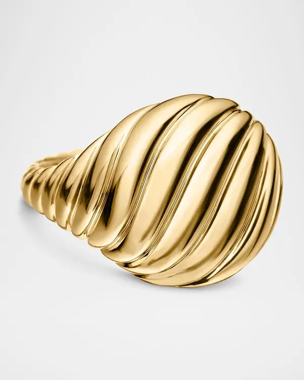 David Yurman 18k Sculpted Cable Pinky Ring, 13mm - Gold