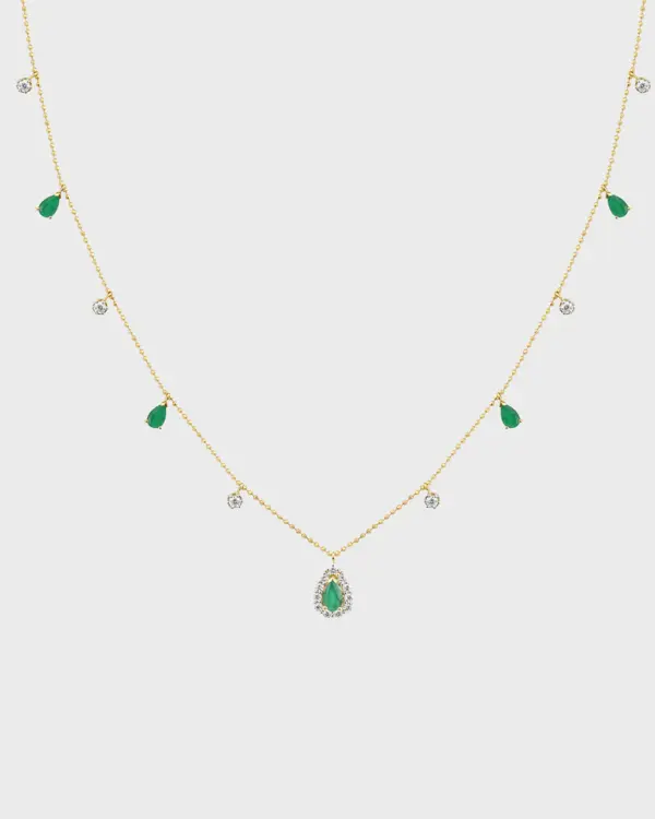 STEVIE WREN 18k Yellow Gold Turquoise And Diamond Necklace - Emerald