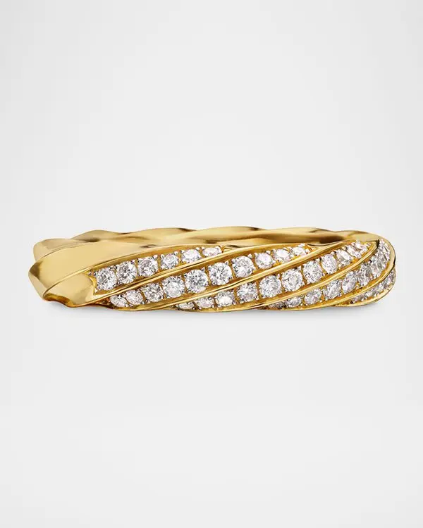 David Yurman Cable Edge Ring In 18k Gold - Diamond
