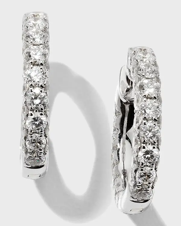 GRAZIELA 18k Diamond Hoop Earrings - White Gold