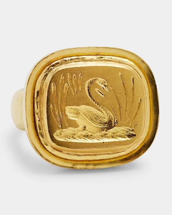 Elizabeth Locke 19k Gold Swan Ring - 05 Yellow Gold | Editorialist