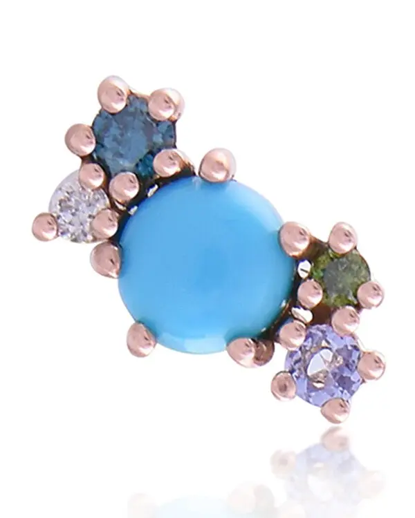 STEVIE WREN 14k Rose Gold Turquoise & Diamond Ear Climber - Multi