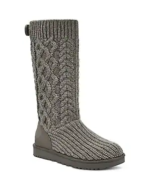 Ugg Classic Cardi Cable Knit Tall Boots In Grey 40% Off
