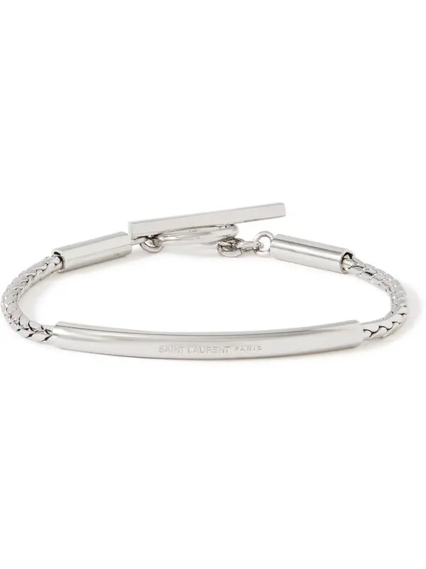 Saint Laurent Logo-engraved -tone Chain Bracelet - Silver