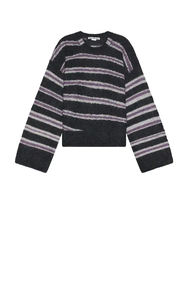 Acne Studios Striped Knit Sweater - Dark Grey Melange & Multi