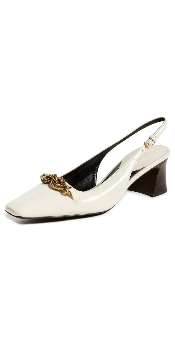 Tory Burch 55mm Jessa Slingbacks - Light Cream / Gold | Editorialist