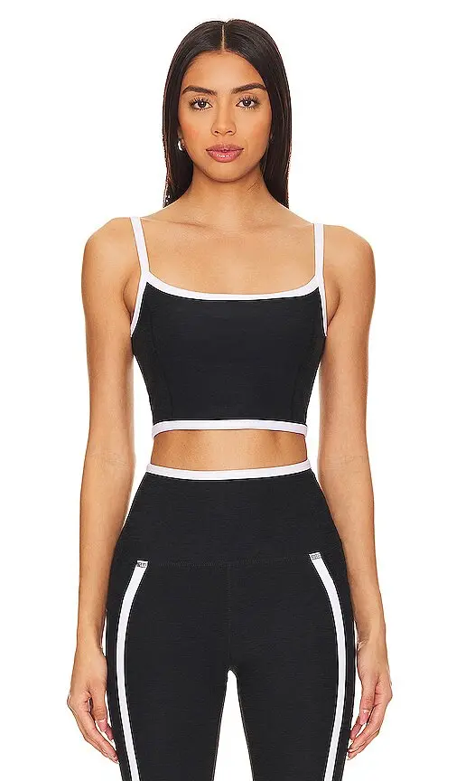 Beyond Yoga Spacedye New Moves Cropped Tank - Darkest Night & Cloud White