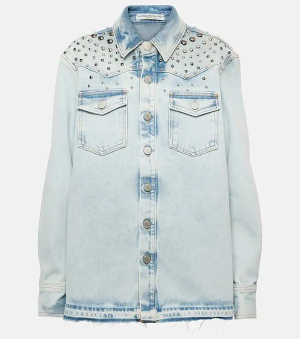 Alessandra Rich Studded Denim Trucker Jacket