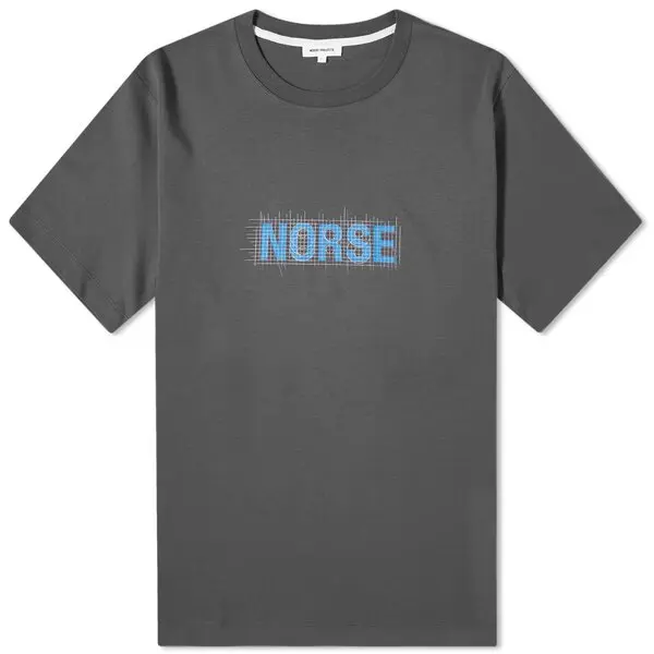 Norse Projects Jakob Organic Interlock Grid Print T-shirt - Battleship Grey