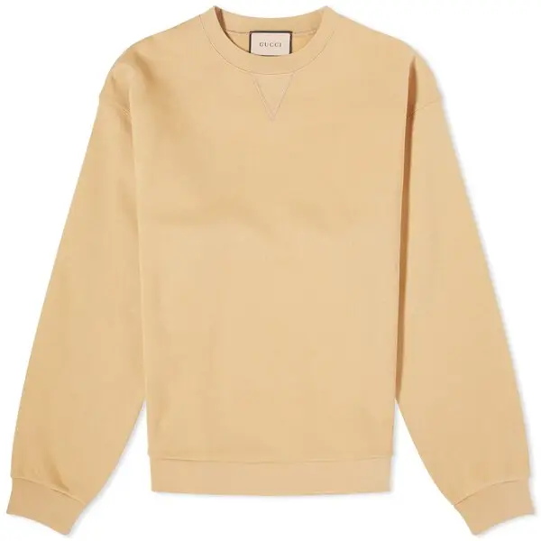 Gucci Tape Crew Neck Sweat - Camel Mix | Editorialist